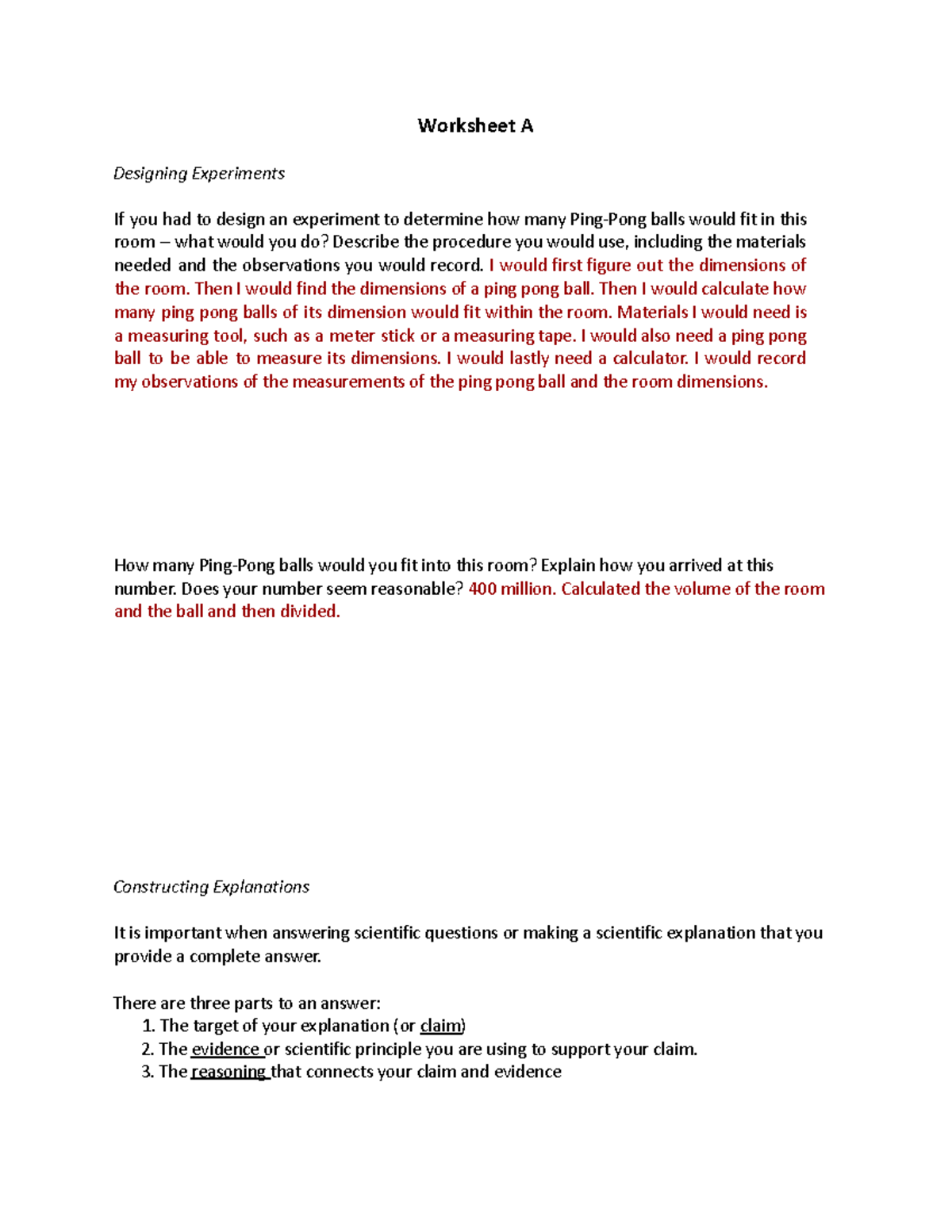 CHEM1061 Wksht A - worksheet A - Worksheet A Designing Experiments If ...