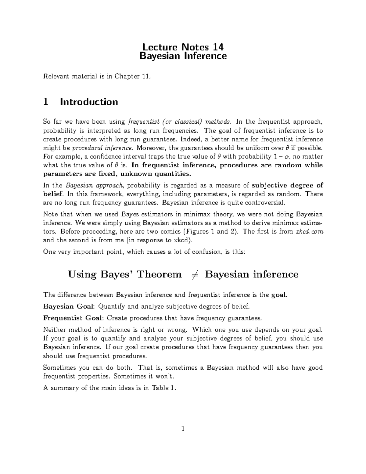 Lecture 14 - Lecture Notes 14 Bayesian Inference Relevant material is ...