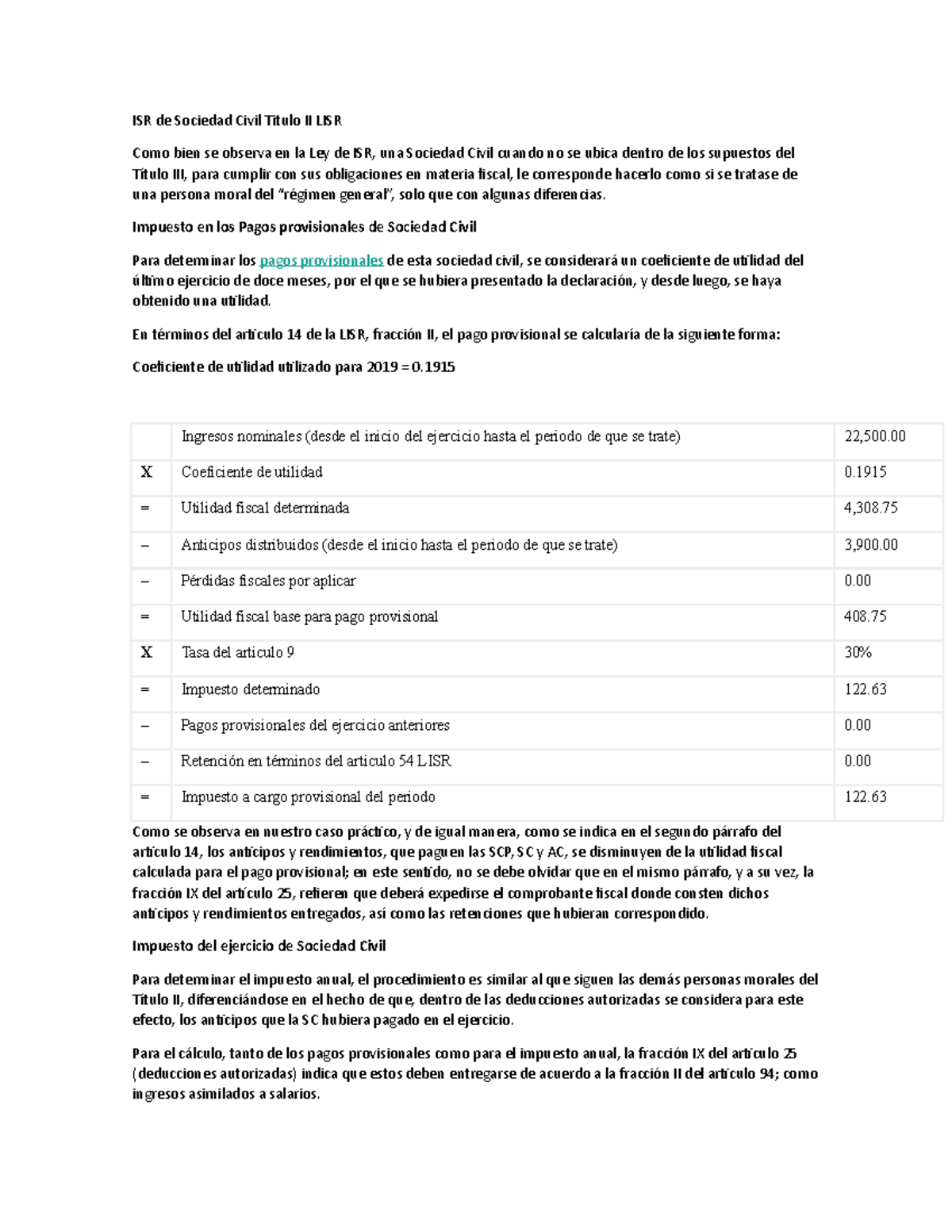 ISR de Sociedad Civil Titulo II LISR - Impuesto en los Pagos ...