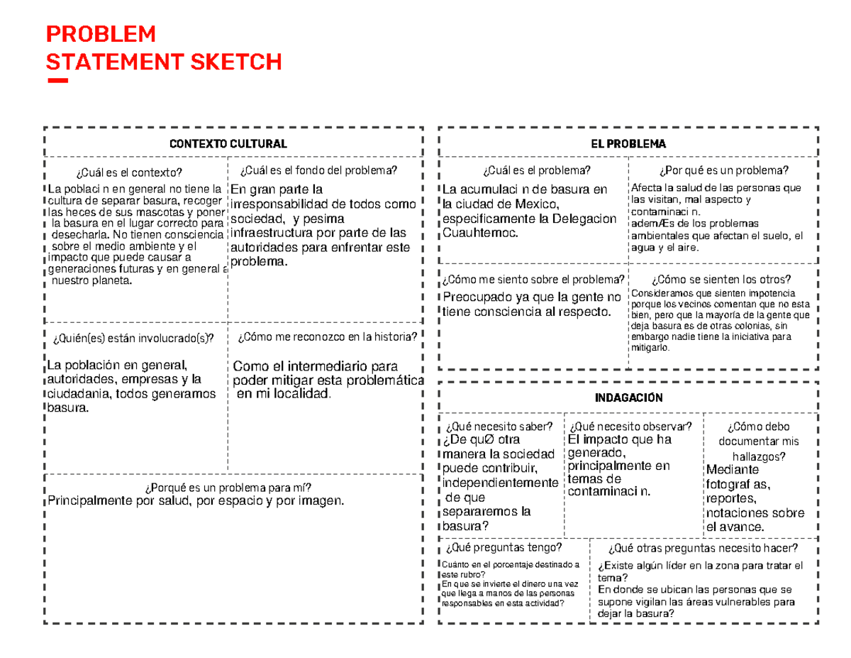 Toolkit Problem Statement Sketch ED - PROBLEM STATEMENT SKETCH øCu·l es ...