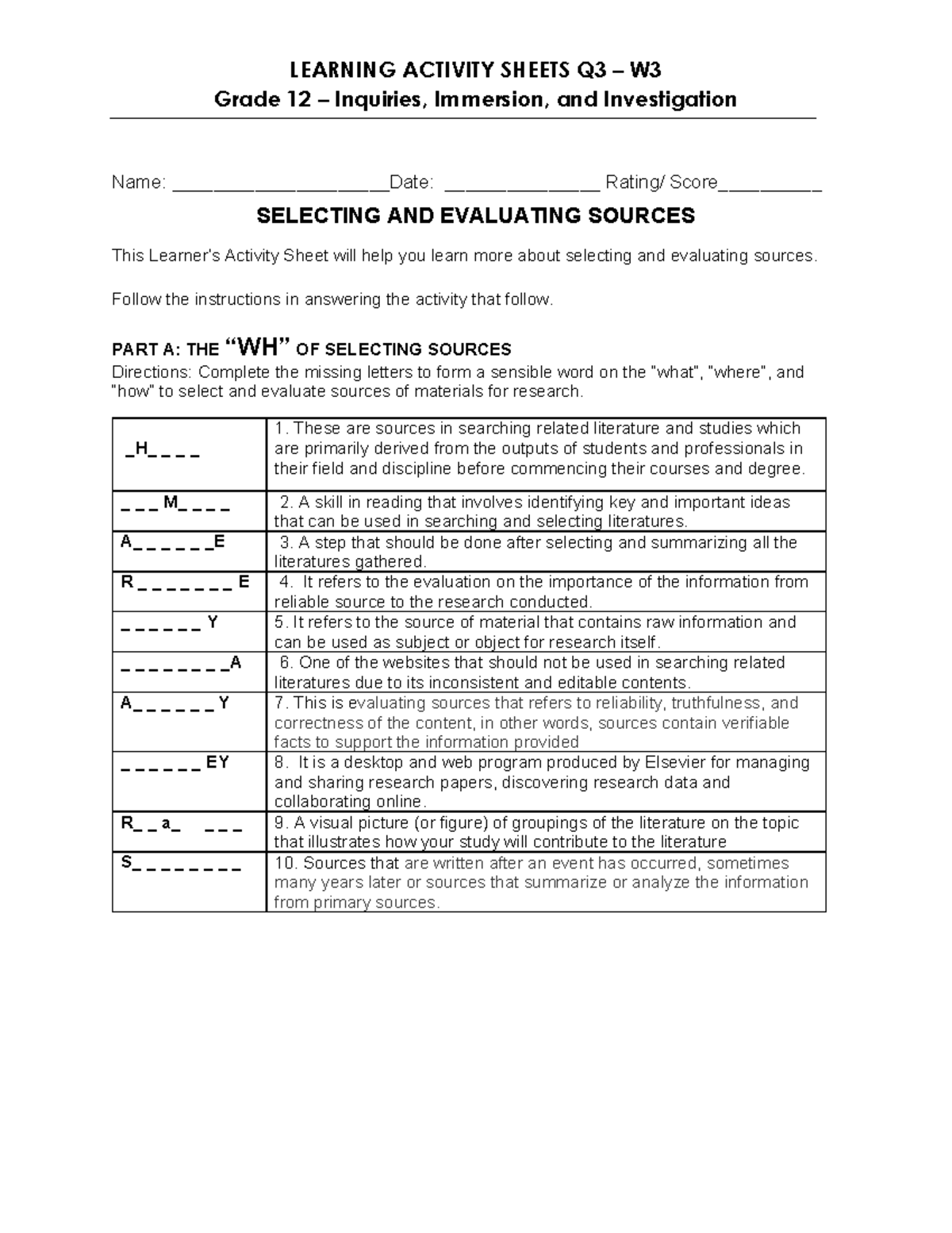 III Q3 W3 LAST EXERCISE: Indicate whether it is an increase ...