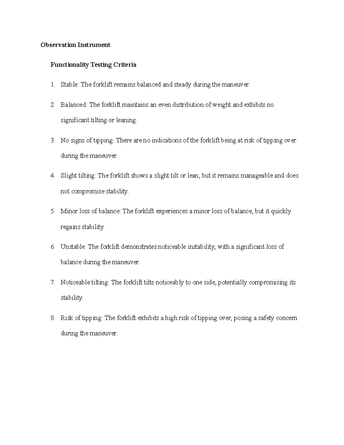 Observation Instrument - Observation Instrument Functionality Testing ...