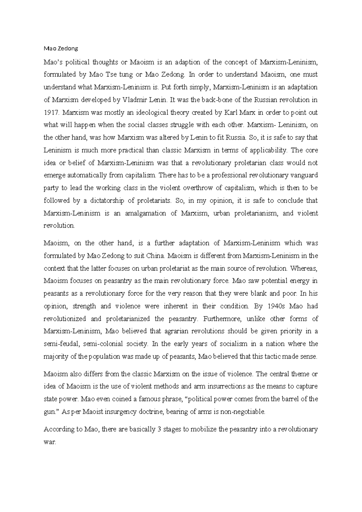 Mao Zedong's political thought - Mao Zedong Mao’s political thoughts or ...