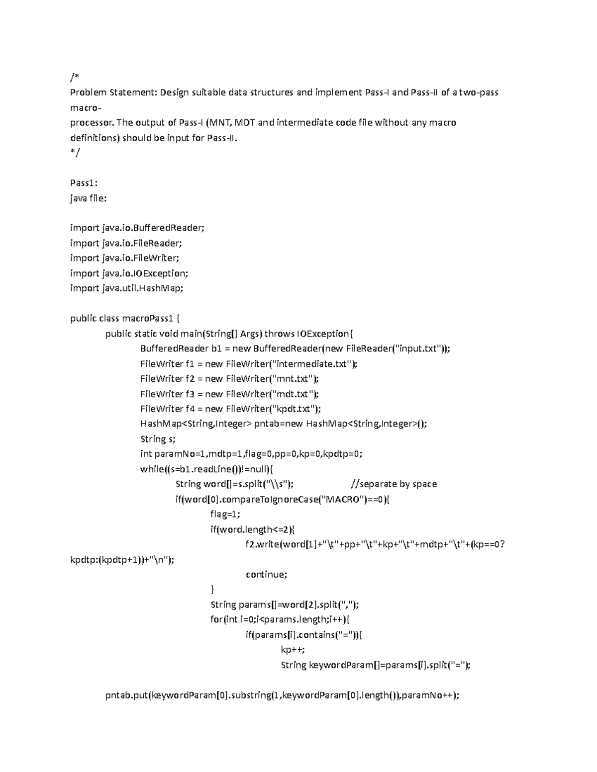 Spos pr2 - /* Problem Statement: Design suitable data structures and ...