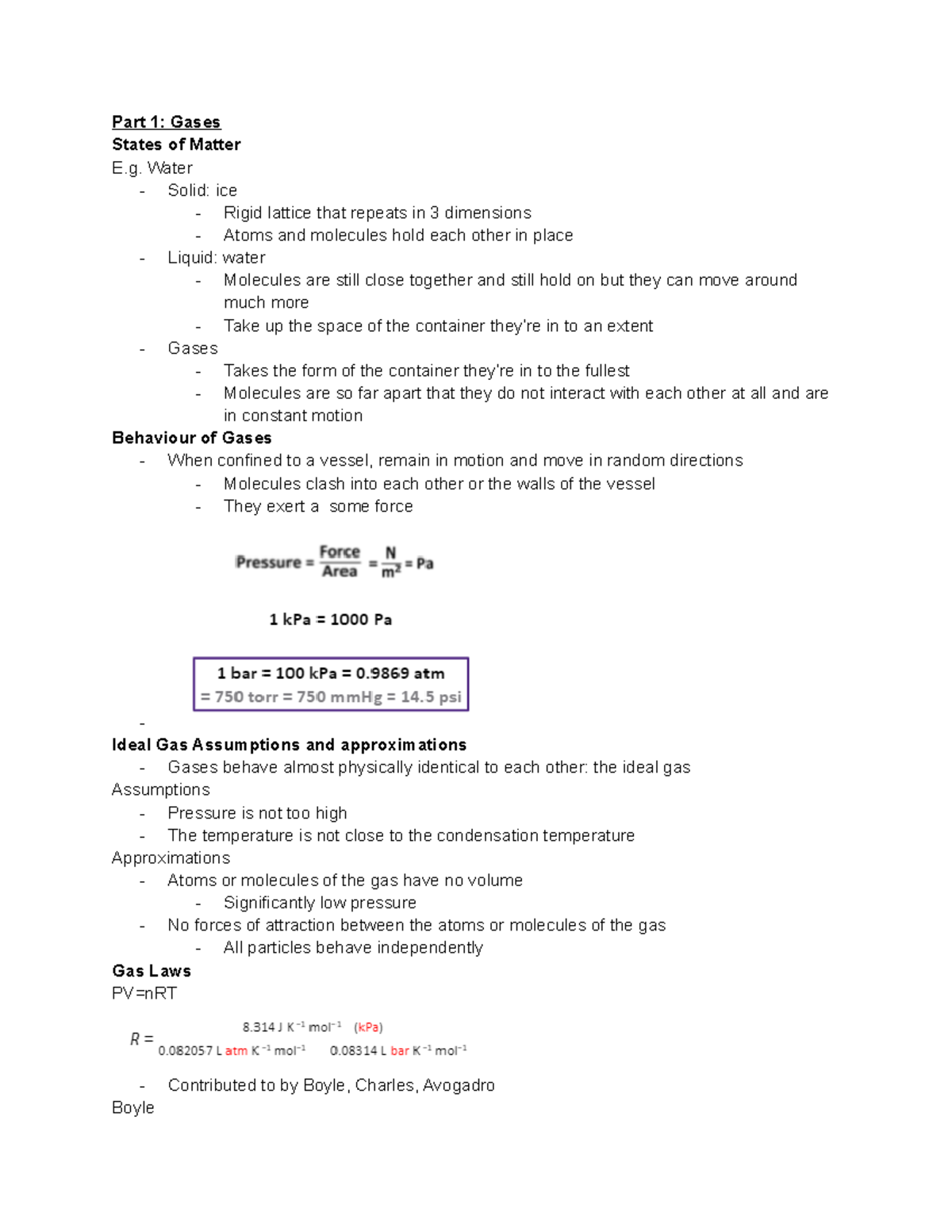 Chptr 1 Gases - Lecture notes and correlated reading notes - Part 1 ...