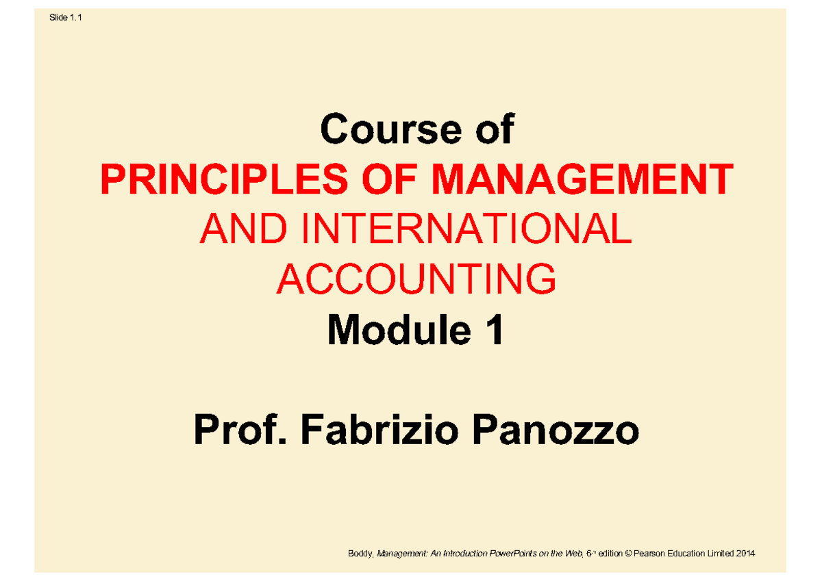 Chapt 1 Principles of Management - Course of PRINCIPLES OF MANAGEMENT ...