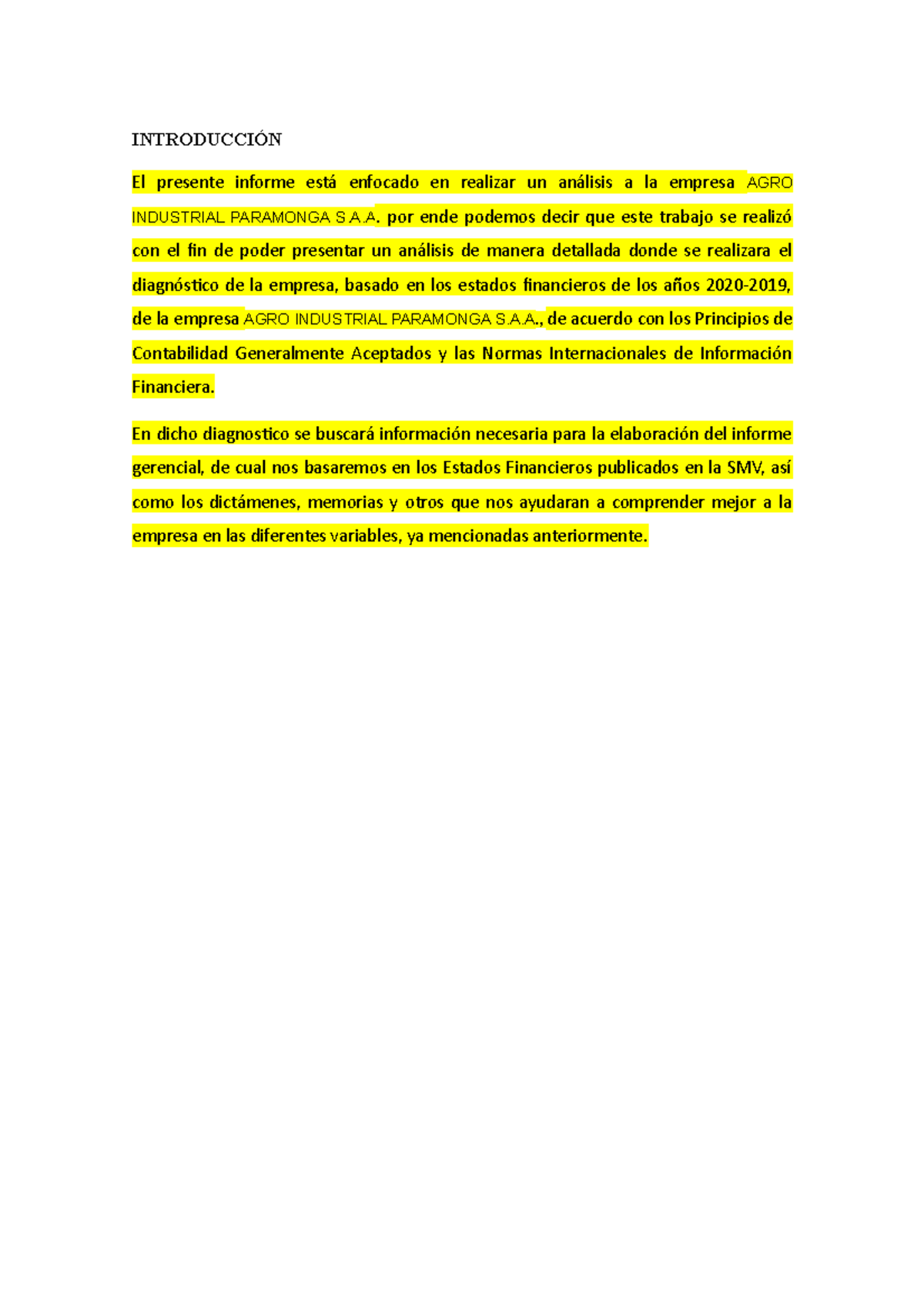 Edicion - PRACTICA - INTRODUCCIÓN El presente informe está enfocado en ...