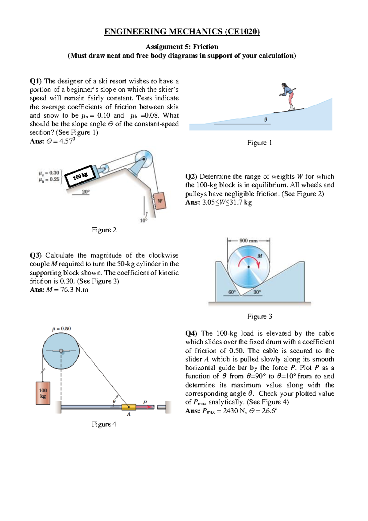 Asiignment 05 - assignment - ENGINEERING MECHANICS (CE1020) Assignment ...