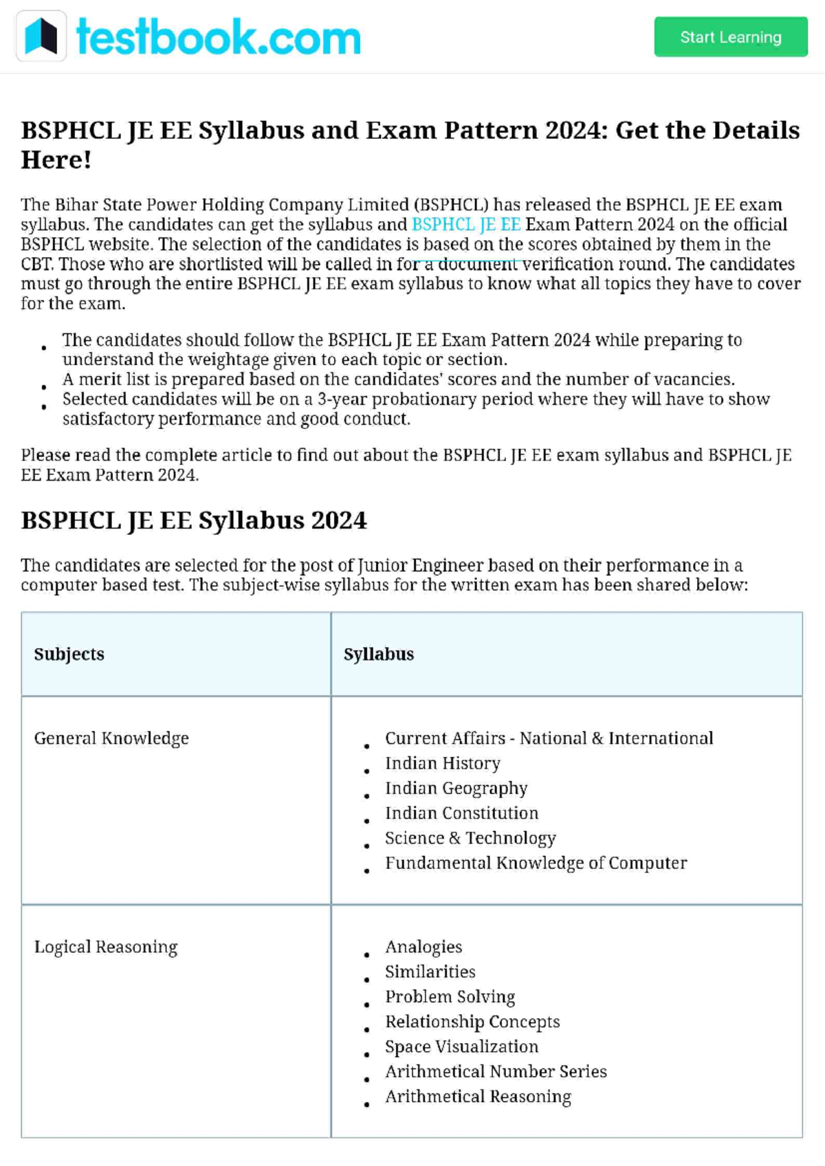 Bsphcl JE EE Syllabus and Exam Pattern 2024 Get the Details Here - The ...