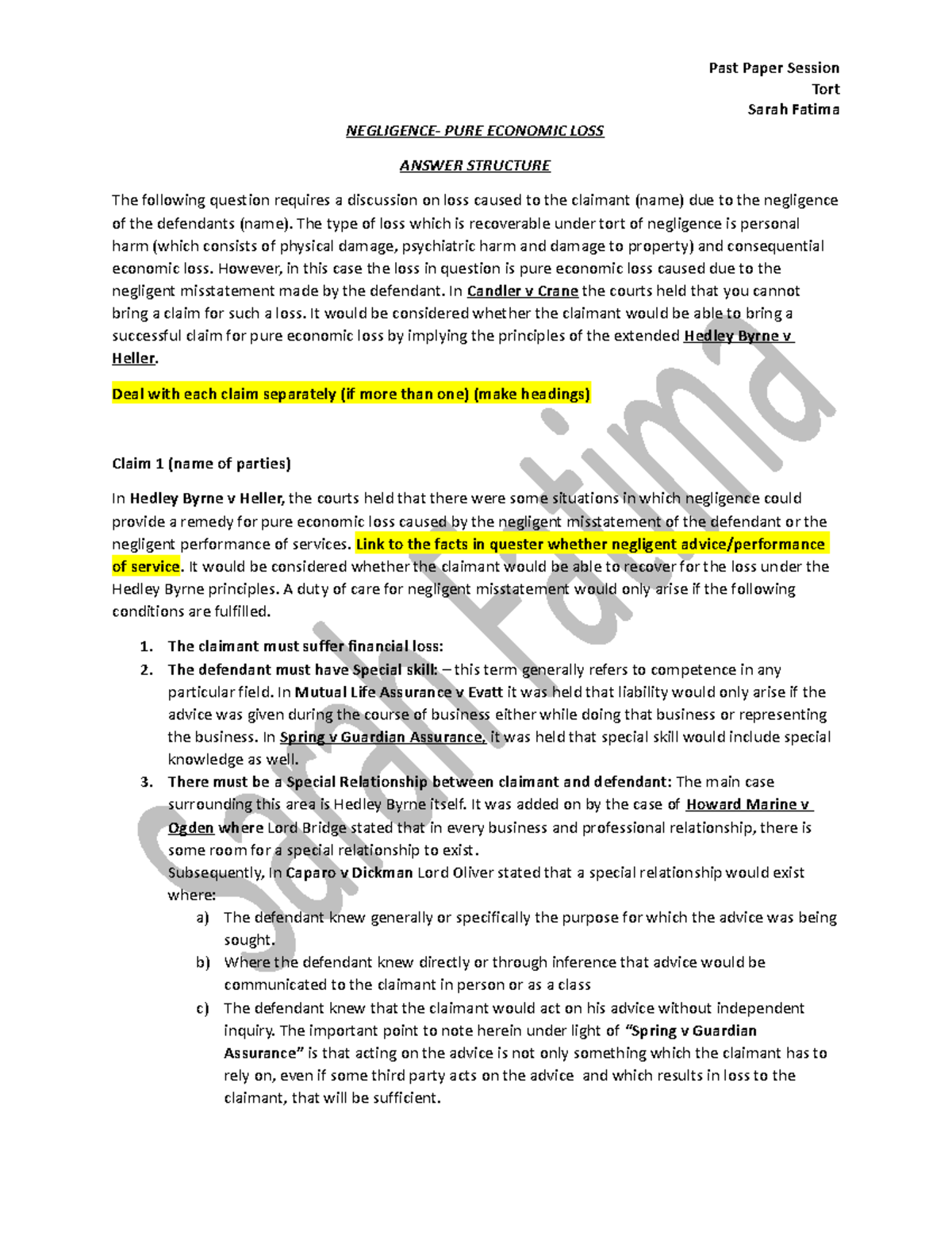 fbfb bddb bddbdbb bddfb - Past Paper Session Tort Sarah Fatima ...