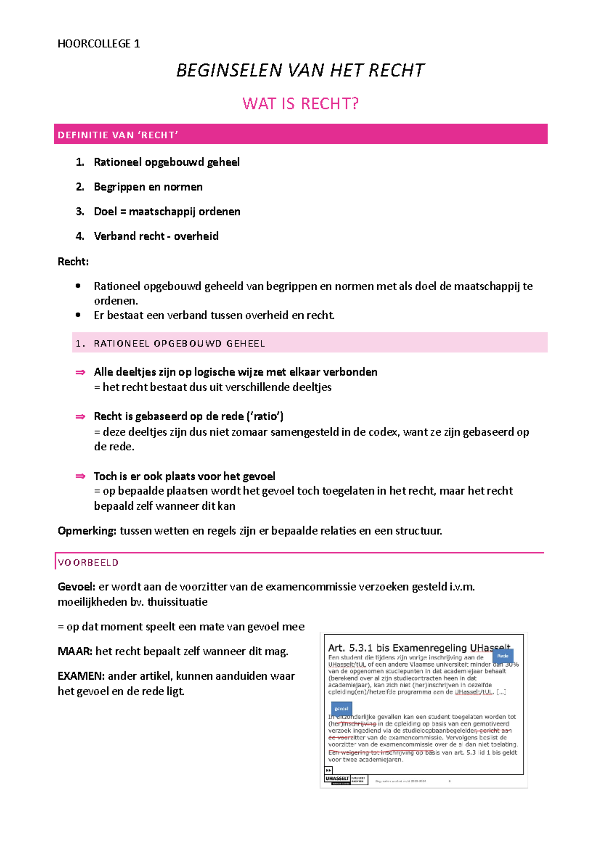 Beginselen van het recht- Hoorcollege 1 - BEGINSELEN VAN HET RECHT WAT ...