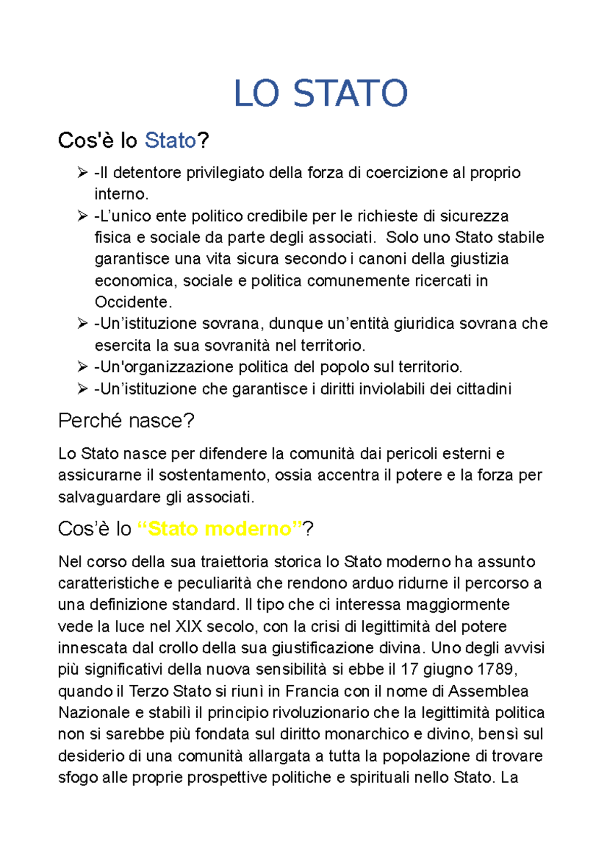 Lo Stato, significato e tipologie. - LO STATO Cos'è lo Stato? -Il ...