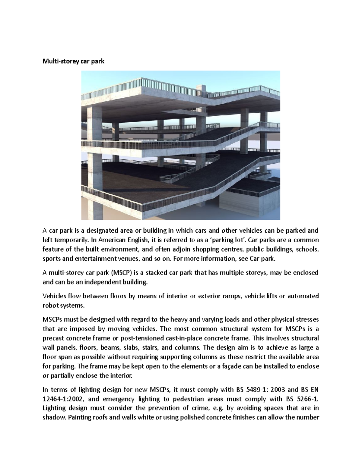 Multi-level Car Parking Research Paper - Multi-storey car park A car ...