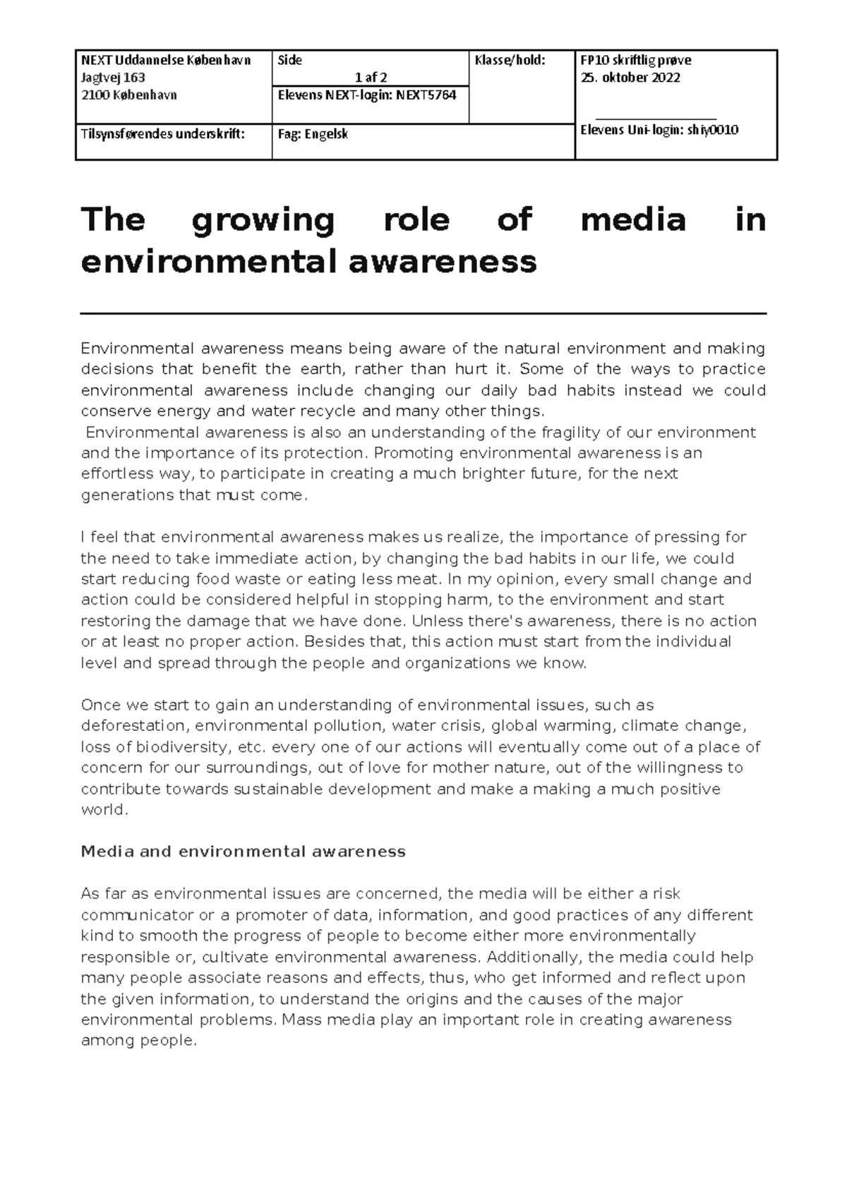 The growing role of media in environmental awareness - NEXT Uddannelse ...