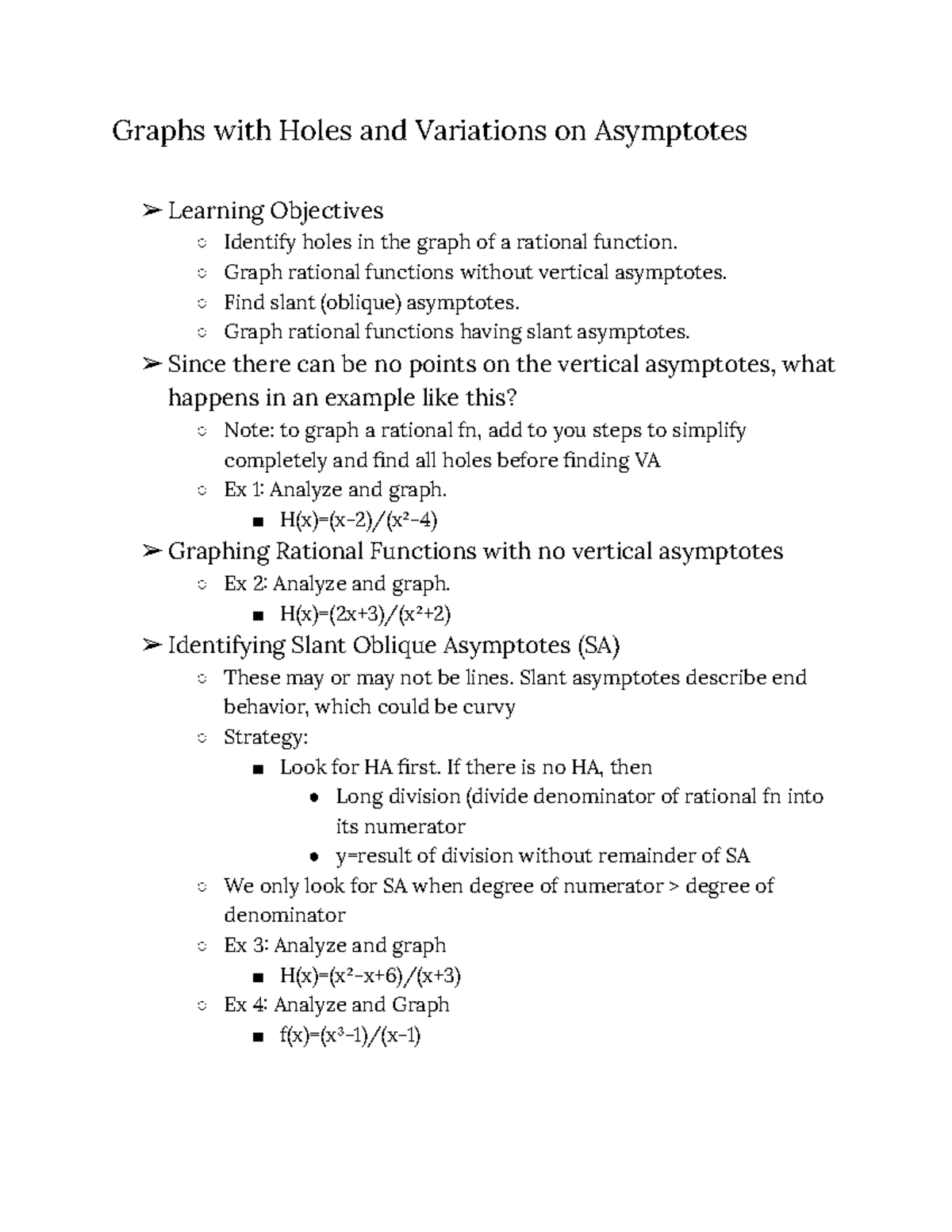 Math 1050 Lecture Notes Class 14 - Graphs with Holes and Variations on ...