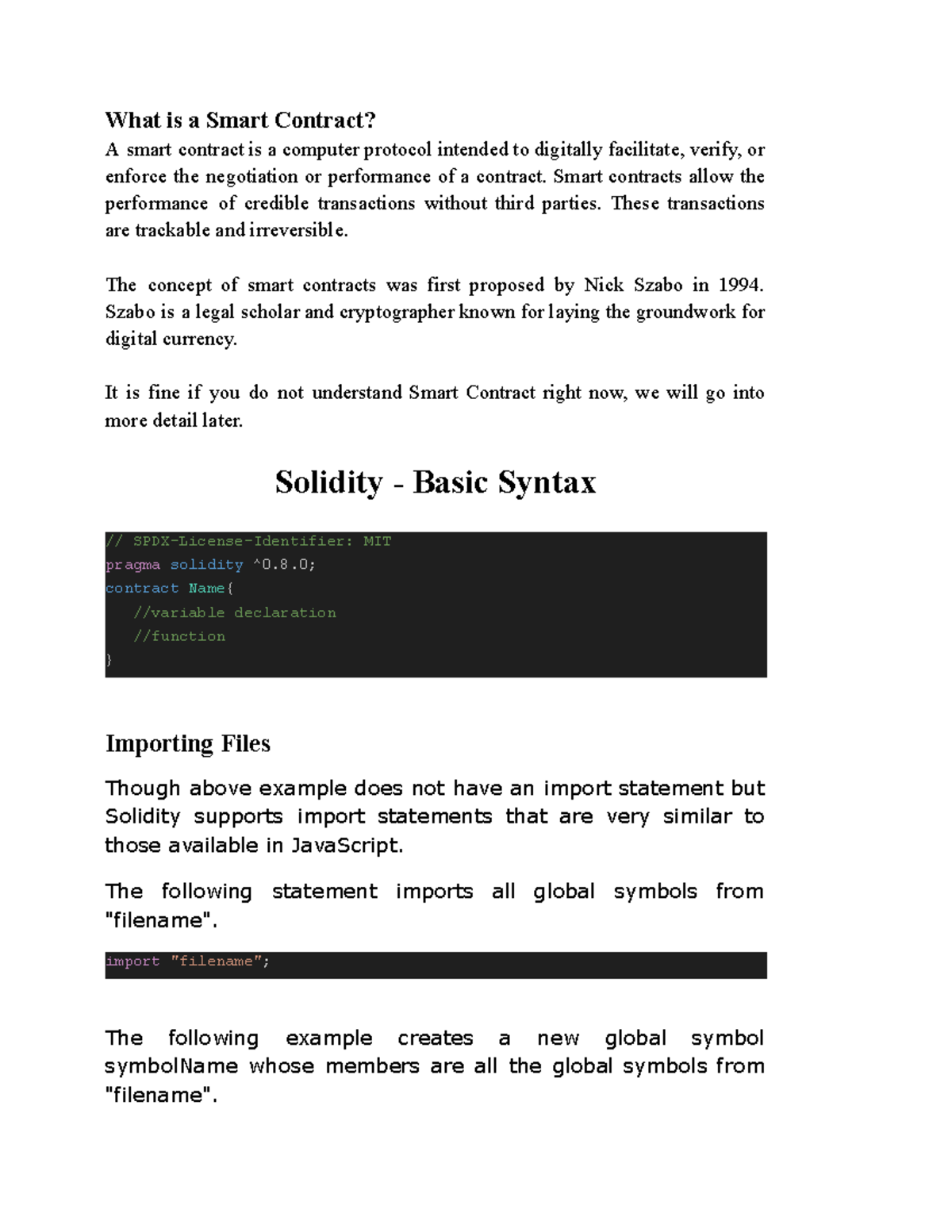 Solidity - Module 3 - What is a Smart Contract? A smart contract is a ...