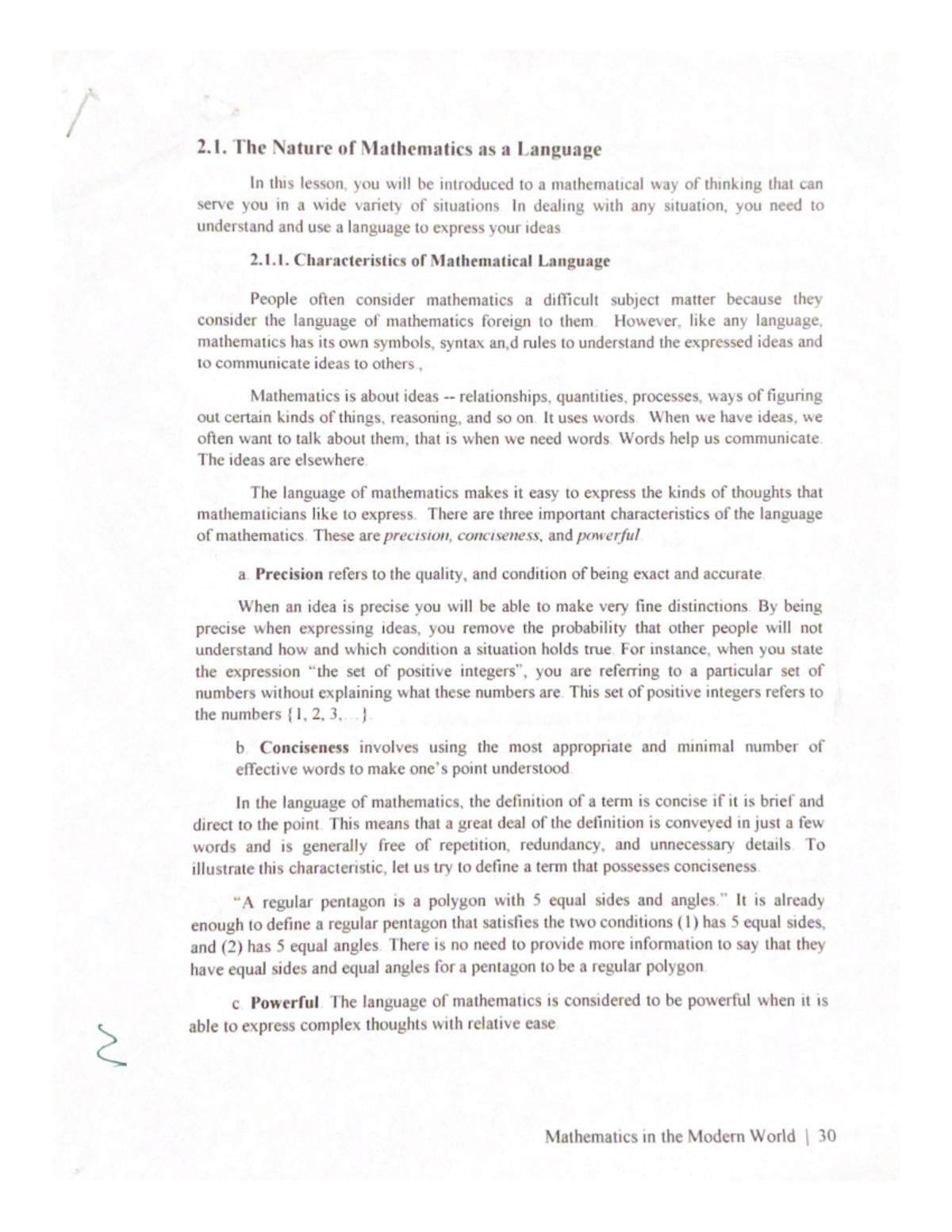 Nature of Mathematics as a Language - Bachelor of Science in Psychology ...