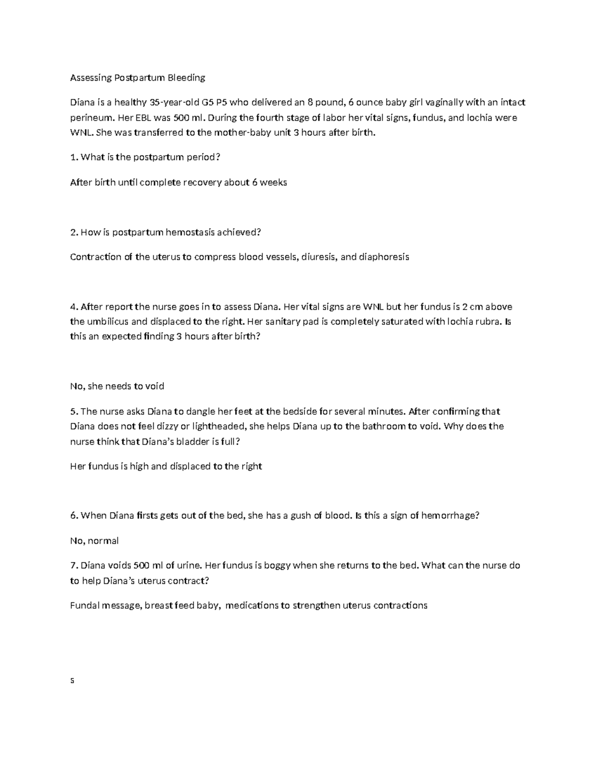 OB postpartum study guide wanswers - Assessing Postpartum Bleeding ...