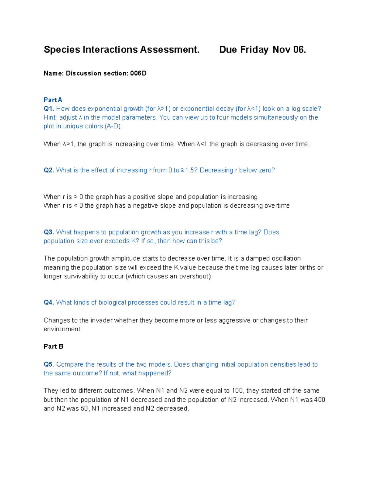 Assignment 9 - Species Interaction - Species Interactions Assessment ...