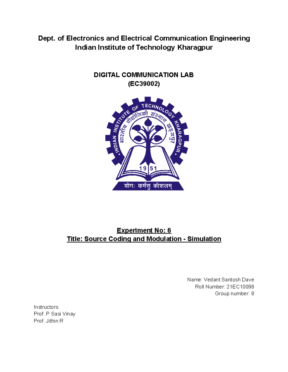 Expt 6 21EC10096 - Lab work - Dept. of Electronics and Electrical ...