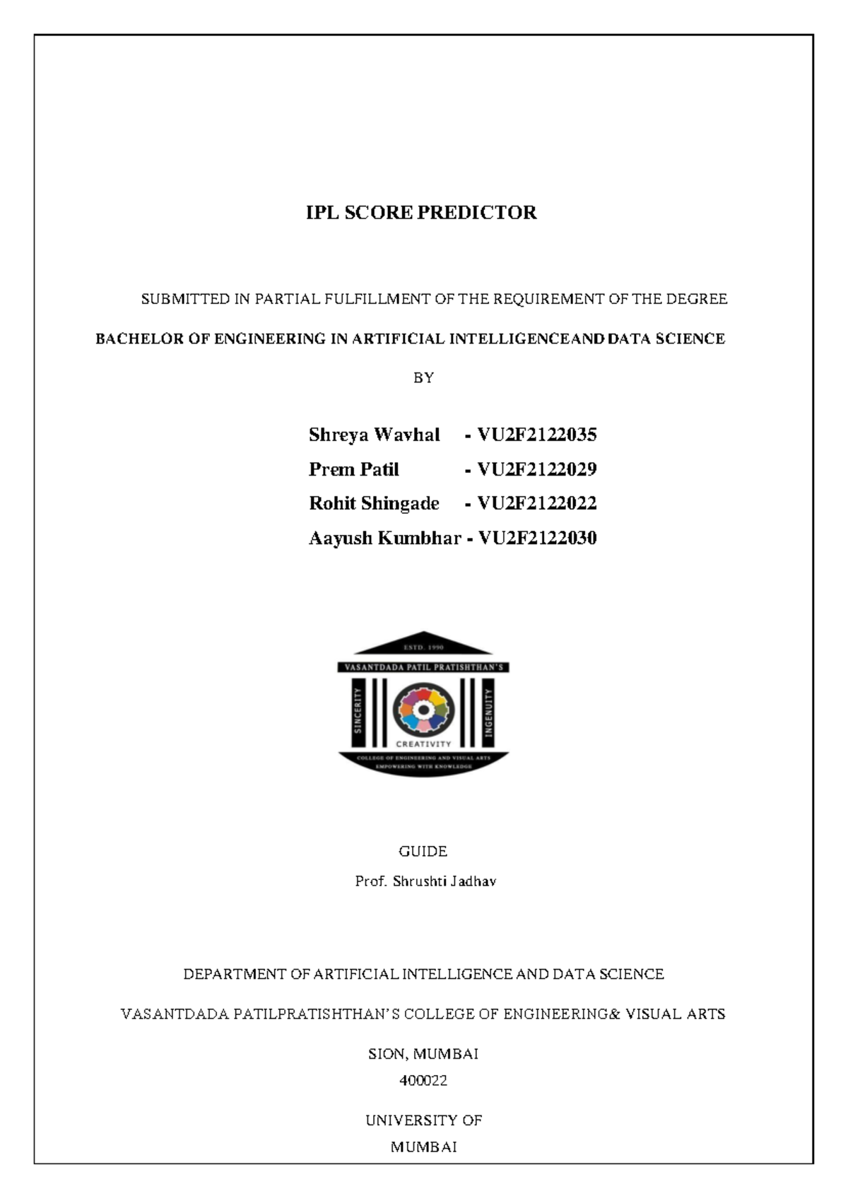 Cloud Computing Report SJ - IPL SCORE PREDICTOR SUBMITTED IN PARTIAL ...