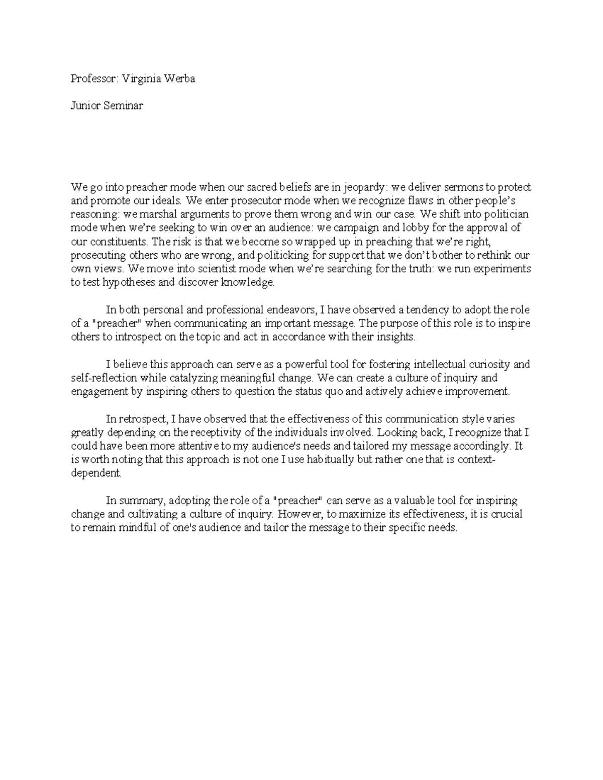 Logical Fallacy Assignment - Professor: Virginia Werba Junior Seminar ...