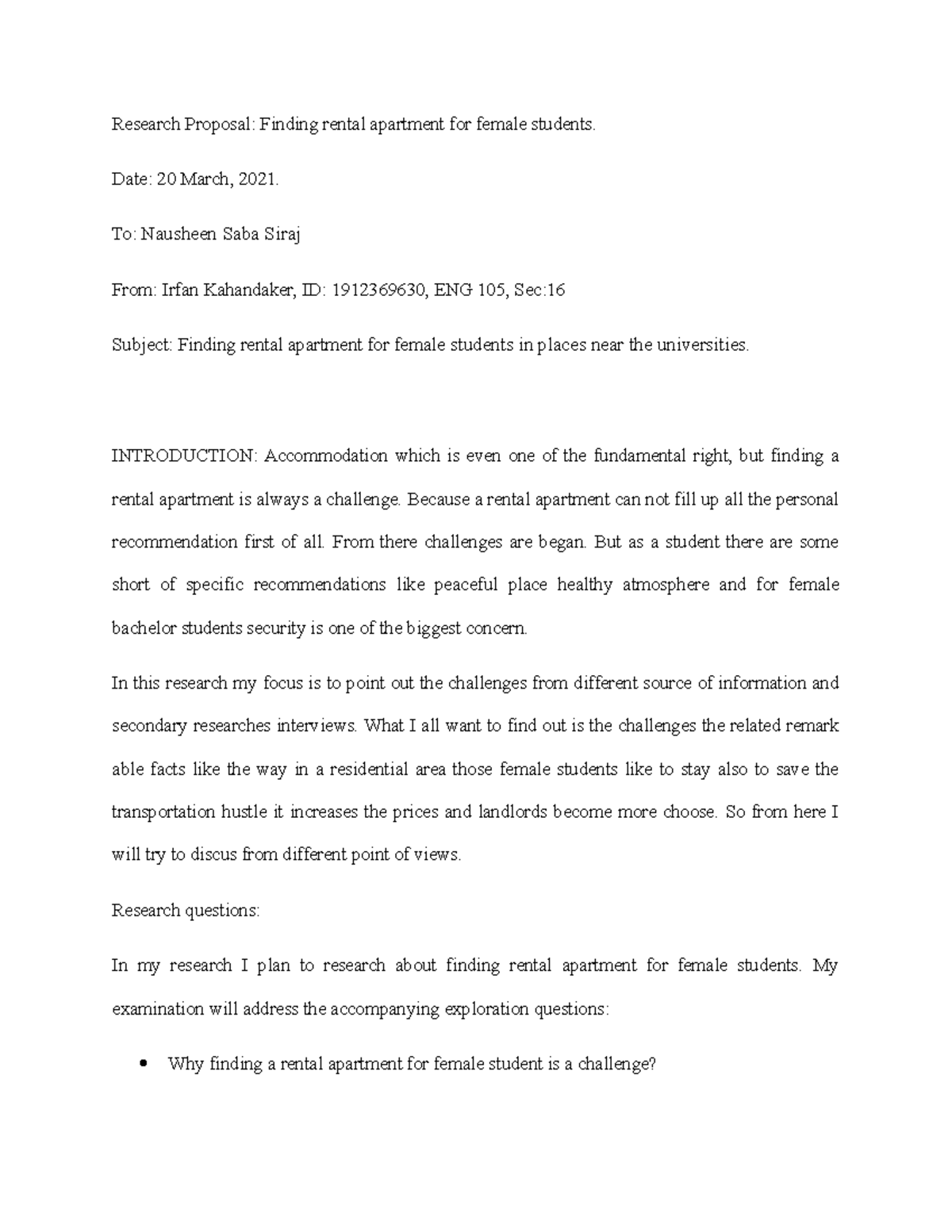 Assignment 3 Research Proposal - Research Proposal: Finding rental ...