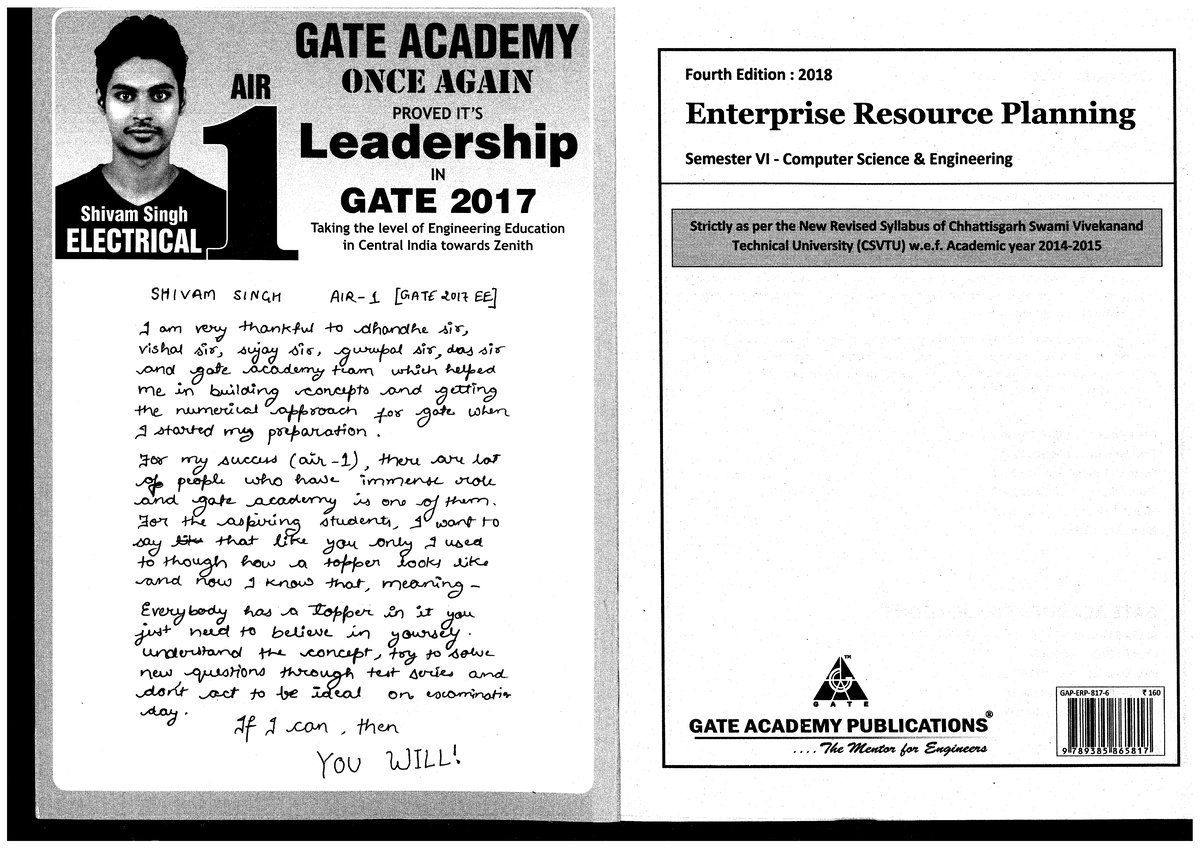ERP 6th sem CSE csvtu - gate - computer science engineering - Studocu