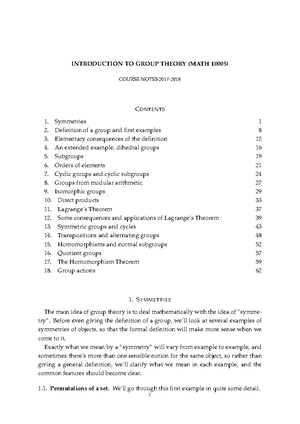 Introduction to Group Theory Exam Solutions 2019 - UNIVERSITY OF ...