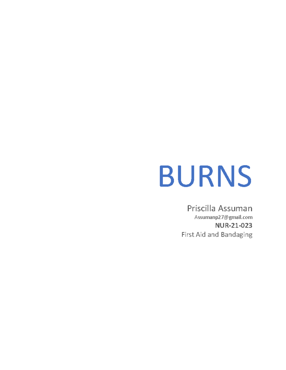 Burnsfinal - All about burns - BURNS Priscilla Assuman Assumanp27@gmail ...