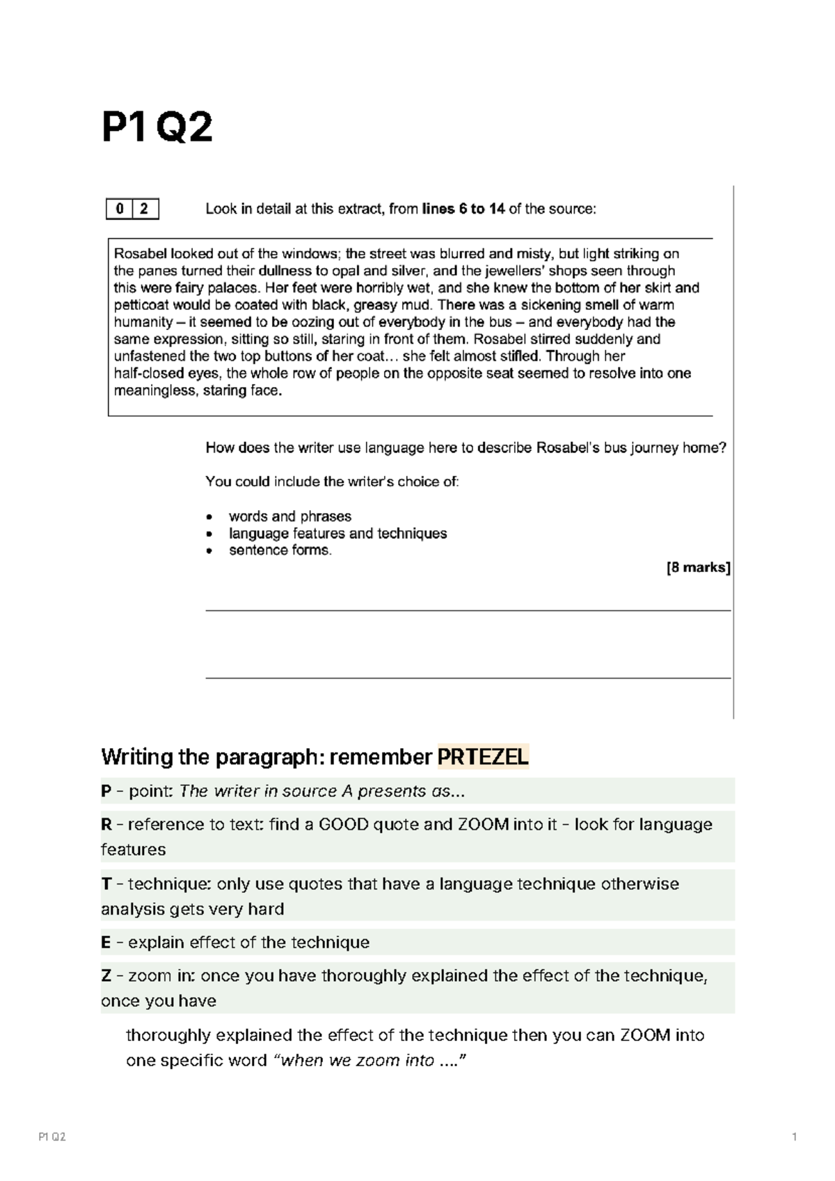 Model para and how to structure para - P1 Q Writing the paragraph ...
