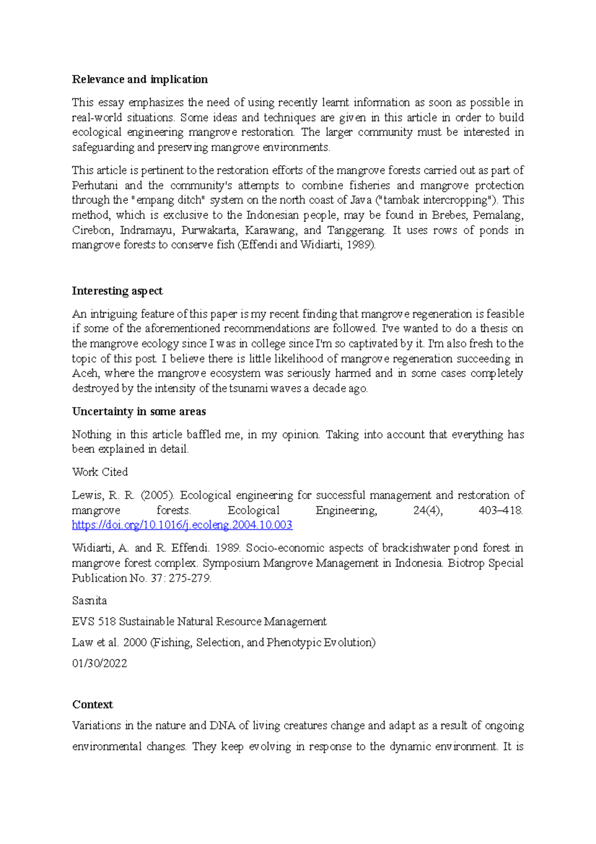 Assignment 9 - example of paper. - Relevance and implication This essay ...