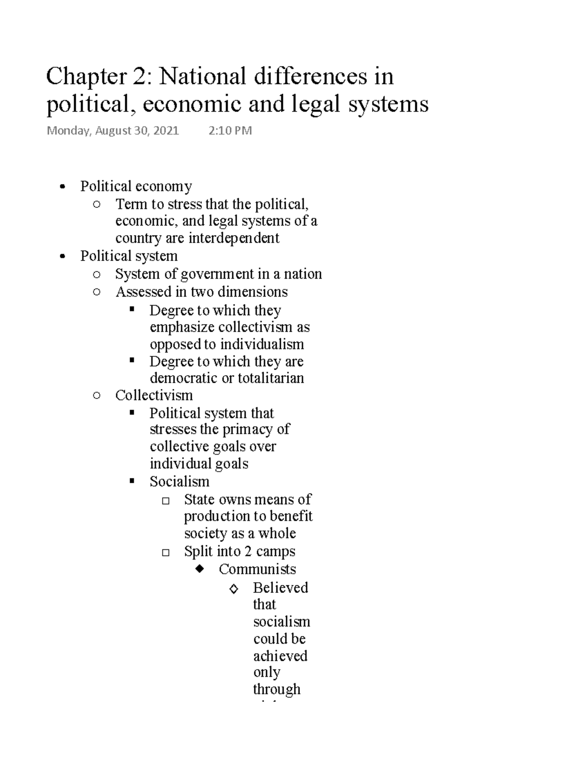 Chapter 2 National differences in political, economic and legal systems ...