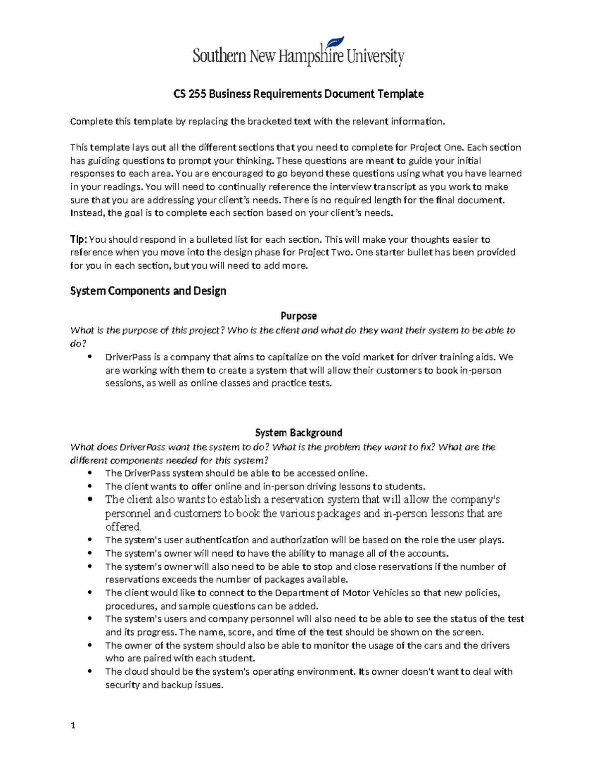 CS 255 Business Requirements-THuynh - CS 255 Business Requirements ...