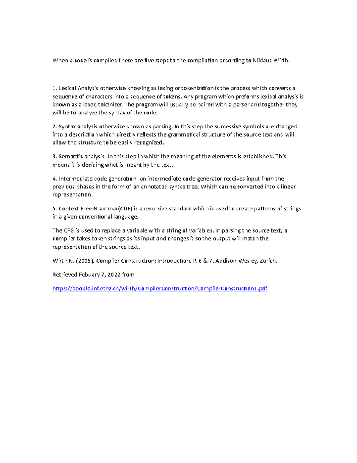 Discussion 2 1 - When a code is compiled there are five steps to the ...