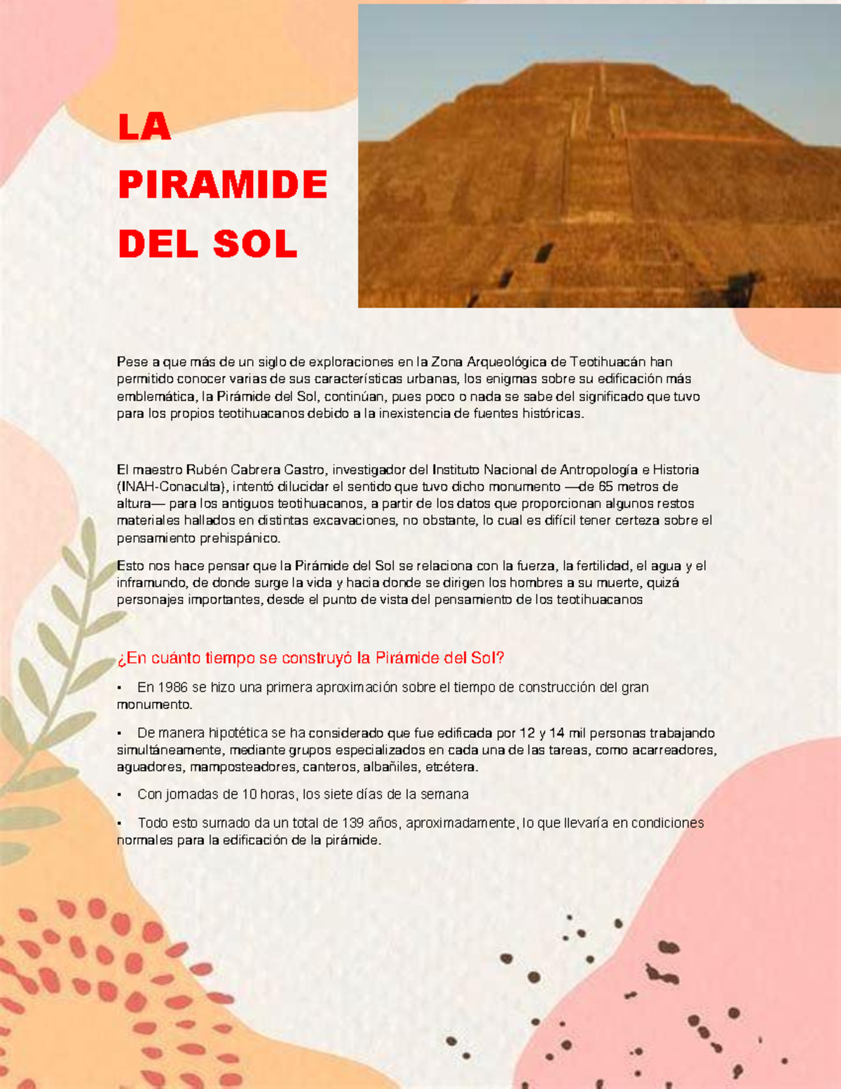 LA Piramide DEL SOL - Sirve - LA PIRAMIDE DEL SOL Pese a que más de un ...