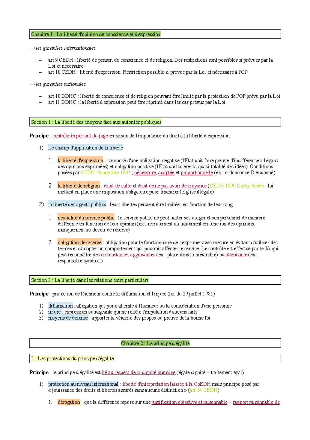 Fiches droit des libertés fonda - Warning: TT: undefined function: 32 Chapitre 1 : La liberté ...