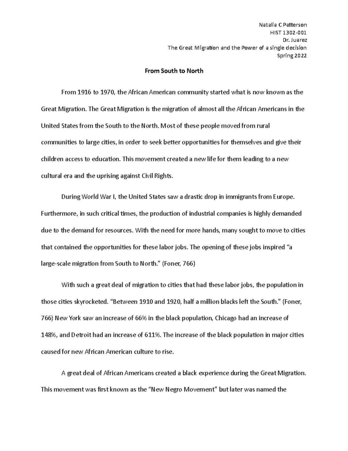 Essay #4 - The Great Migration and the Power of a single decision ...
