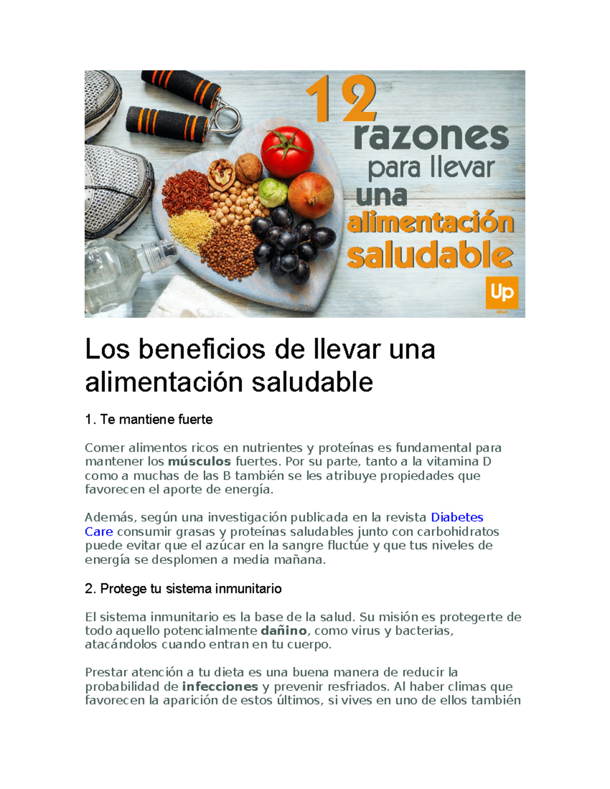 Los beneficios de llevar una alimentación saludable - Te mantiene ...
