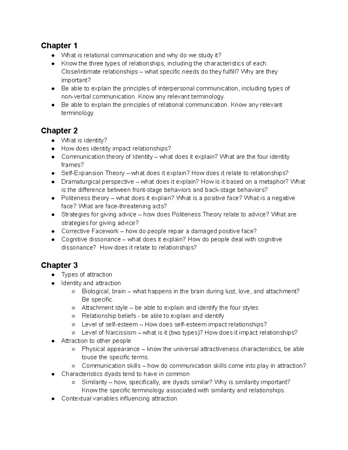 Exam 1 Study Guide - Chapter 1 What is relational communication and why ...