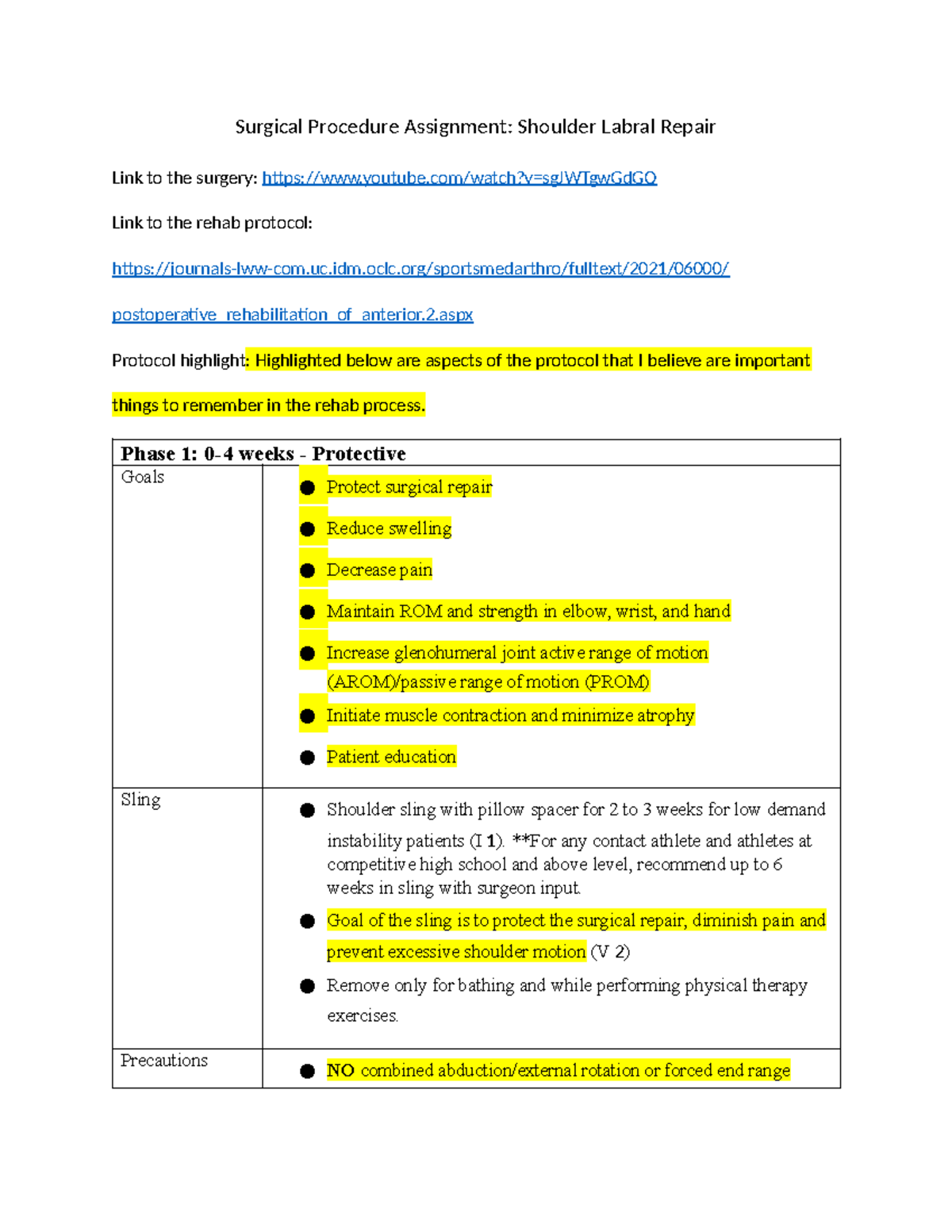 Surgical Procedure Assignment - uc.idm.oclc/sportsmedarthro/fulltext ...