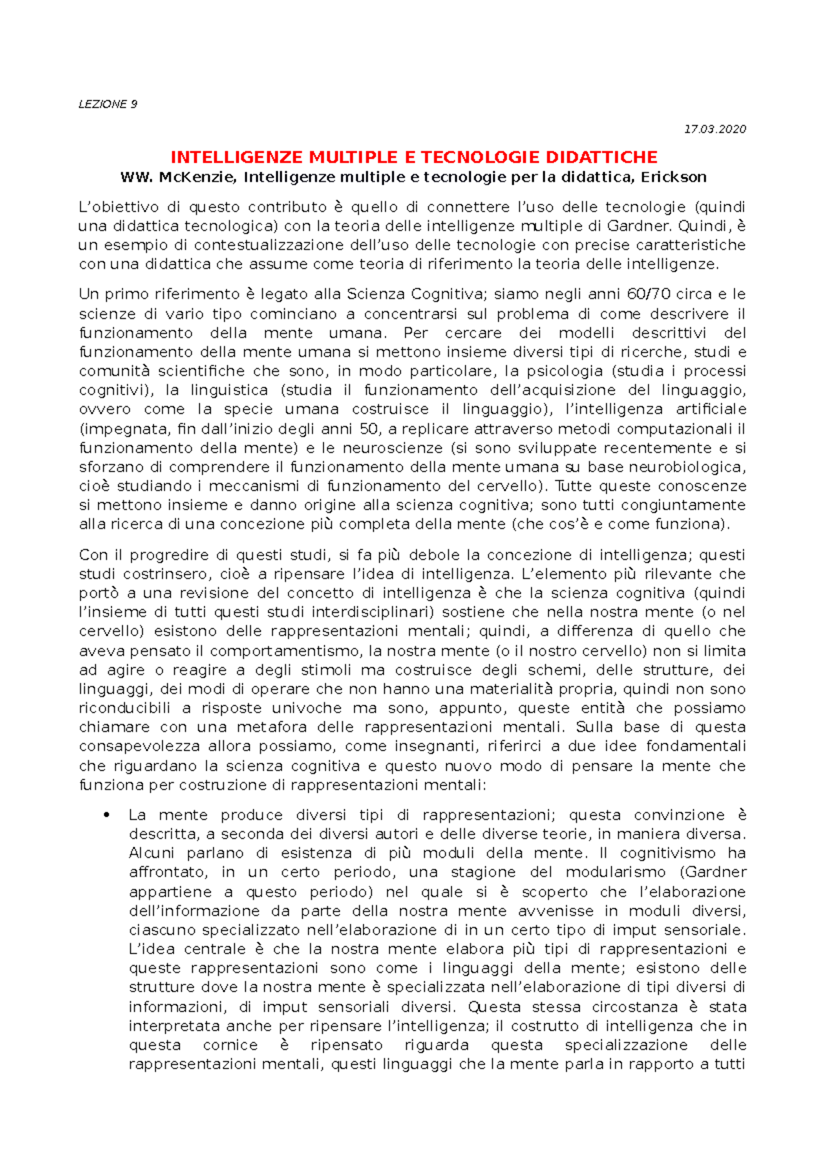 Lezione 9 - TECNOLOGIE DIDATTICHE PROF. MARTINI - LEZIONE 9 ...