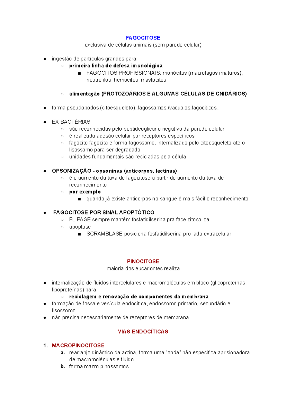 Endocitose, endossomo, lisossomo e autofagia - FAGOCITOSE exclusiva de ...