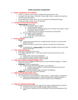 Exam 4 Study Guide - NU - Health Assessment Exam 4 - Study Guide The ...