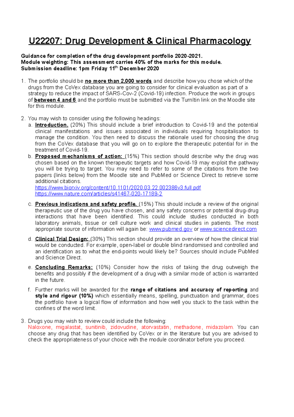 U22207 Drug Portfolio (Co Vex) Guidance 2020 - U22207: Drug Development ...