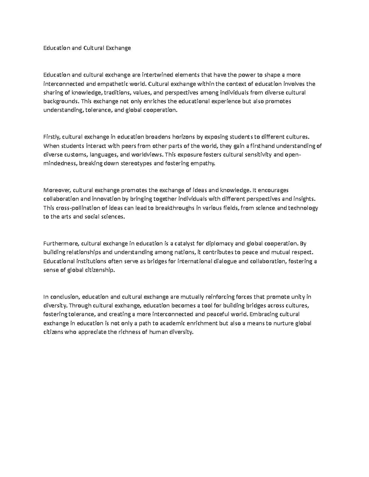 Education and Cultural Exchange - Education and Cultural Exchange ...