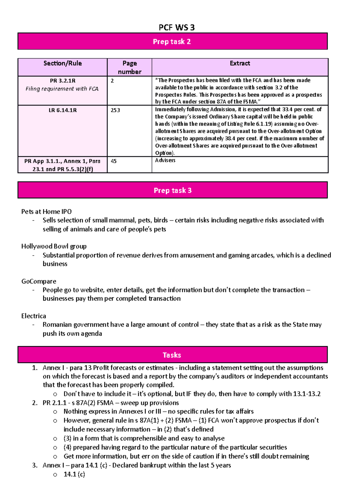 PCF-WS-3 - PCF-WS-3 - PCF WS 3 Prep task 2 Section/Rule Page number ...