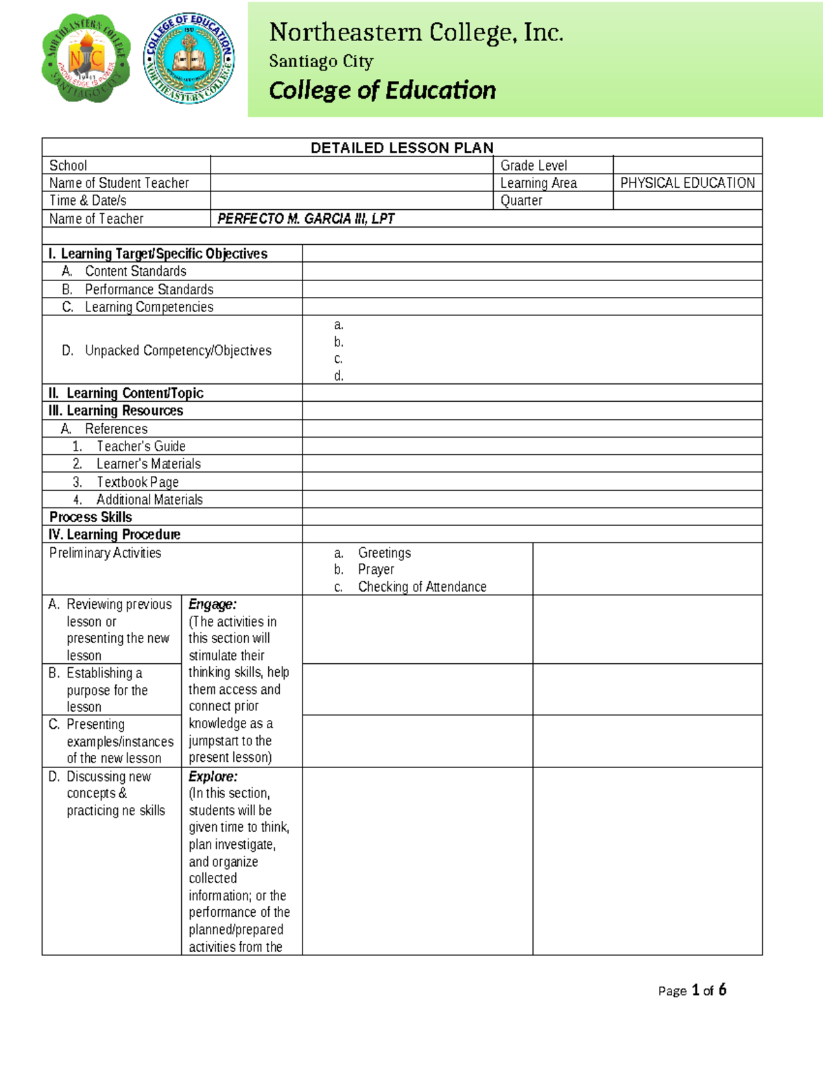 1 Lesson PLAN Format Updated - Santiago City College of Education ...