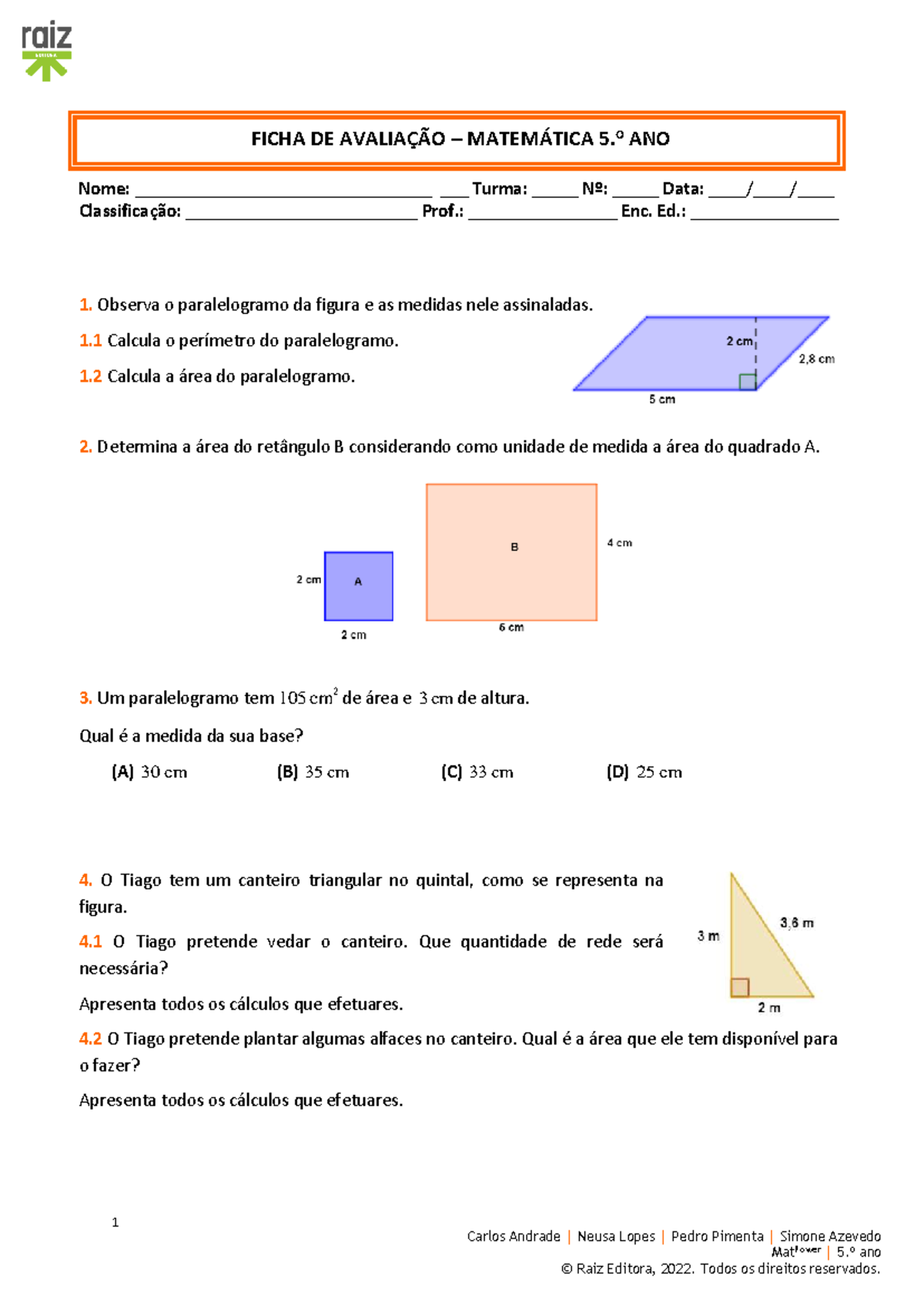 Testes raiz editora 5 6 7 8 9 anos - 1 Carlos Andrade | Neusa Lopes ...