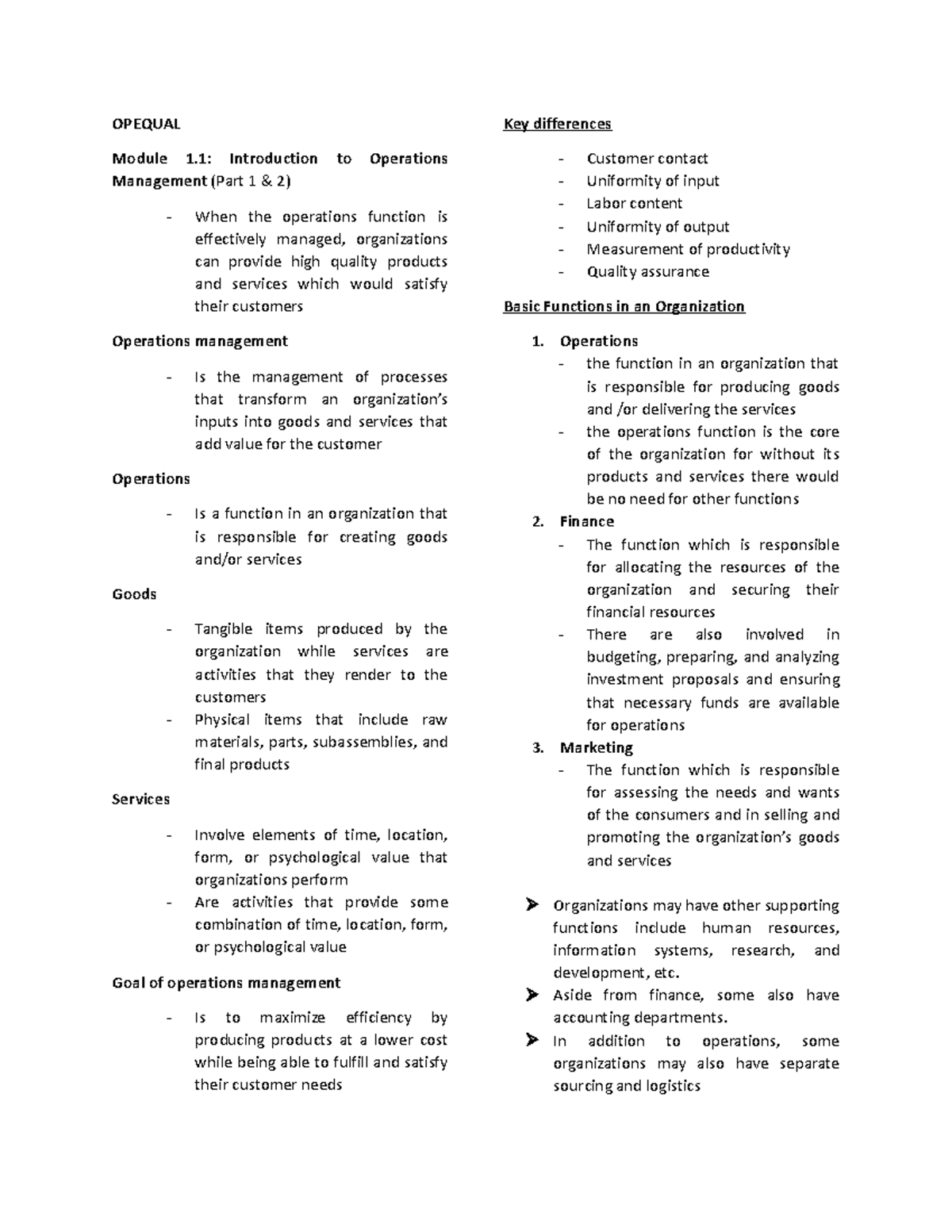 Opequal module 1 - OPEQUAL Module 1: Introduction to Operations ...